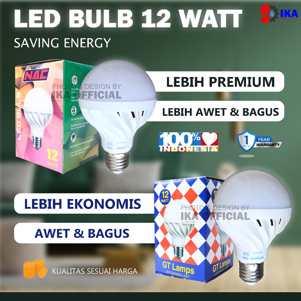 Jual NAC / GT LAMPS - Lampu Bohlam LED Bulb Murah 12 Watt - Cahaya ...