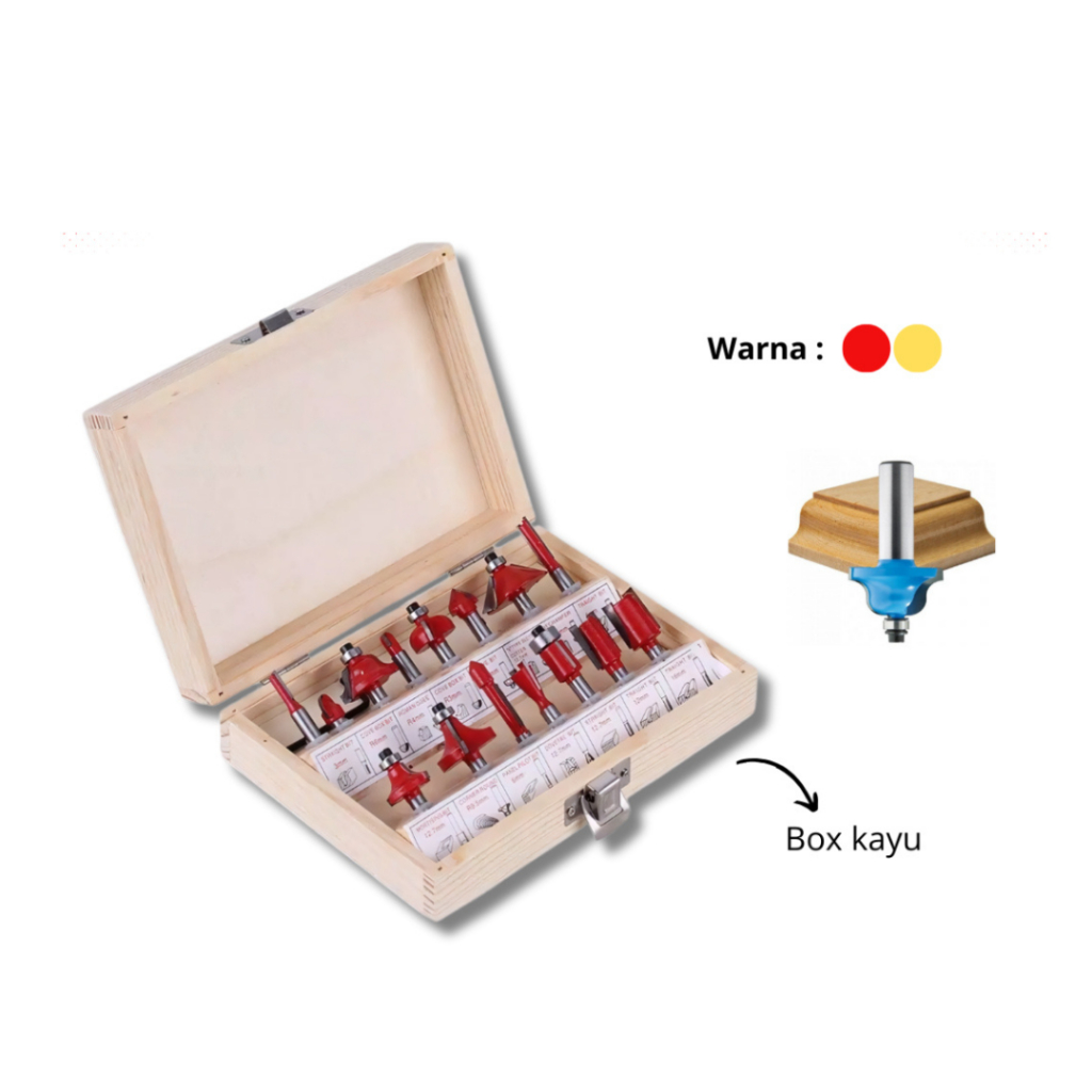Jual Mata Pisau Mesin Profil Trimmer Router Bit Set 15 Pcs Mata Pola ...