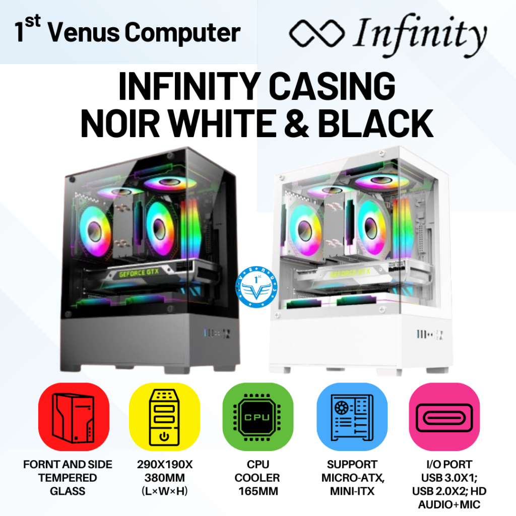 Jual CASING INFINITY NOIR FREE 3 FAN - mATX GAMING CASE / CASE10-INF ...