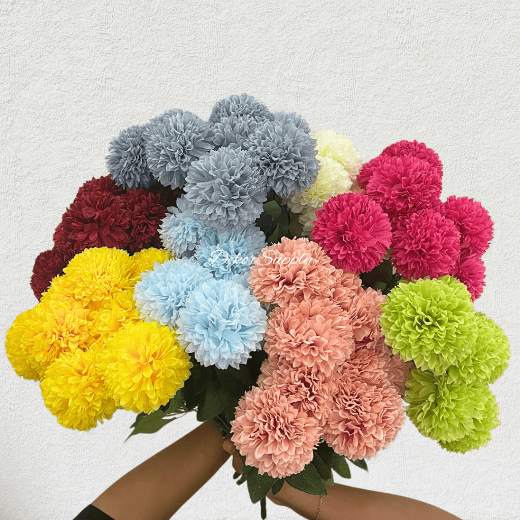 Jual Bunga Pom Pom Dandelion Jumbo 9 Cabang Bunga Artifcial Import ...