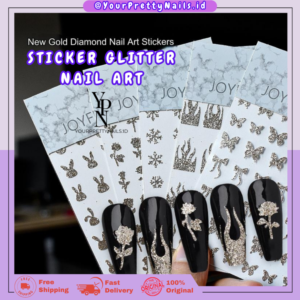 Jual Sticker Glitter Bling Nail Art Silver Stiker Aksesoris Hiasan Kuku ...