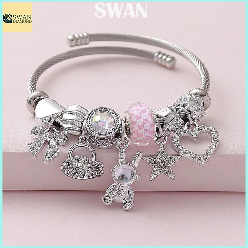 Jual (Beli 1 Gratis 1)GELANG PANDORA Titanium & Baja Charm Bracelet ...