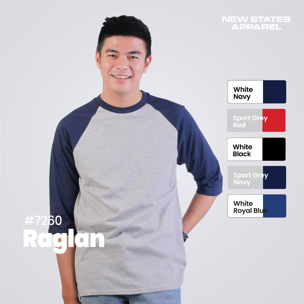 Jual Kaos Polos Raglan 3/4 New States Apparel Premium Cotton 7260 ...