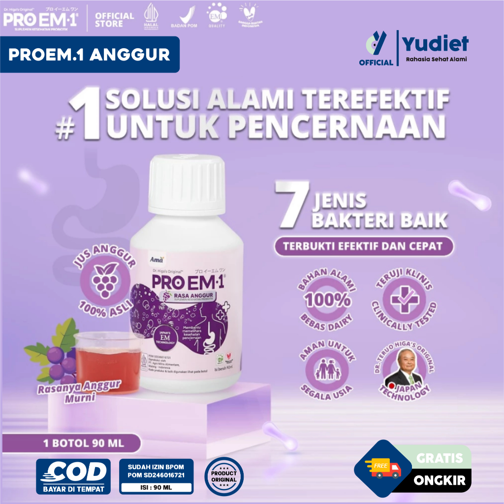 Jual Probiotik PROEM1 Rasa Anggur |Anak |Dewasa |Bakteri Baik ...