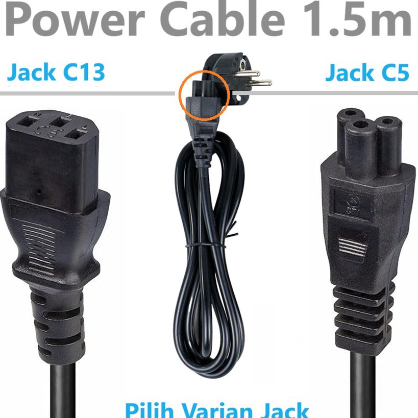 Jual Kabel Listrik AC Power Supply Adaptor Charger Laptop Komputer U PC ...