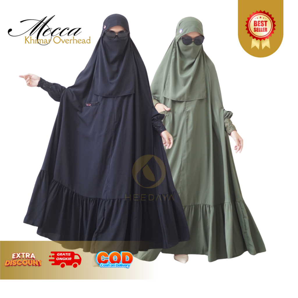 Jual MECCA 1 KHIMAR OVERHEAD SYAR'I JUMBO HITAM REMPEL MANZET ZIPPEF ...