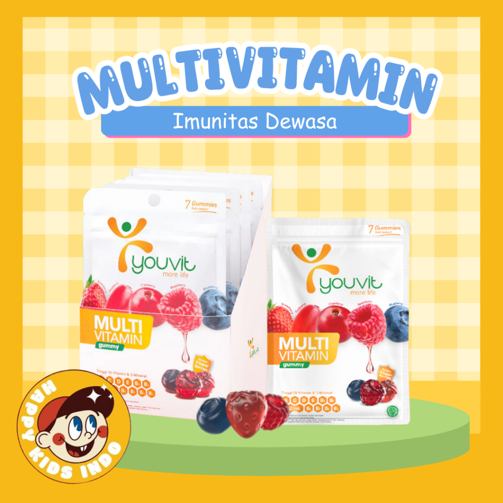 Jual YOUVIT MULTIVITAMIN DEWASA GINGSENG BIOTIN dan VITAMIN E - 7 GUMMY | Shopee Indonesia