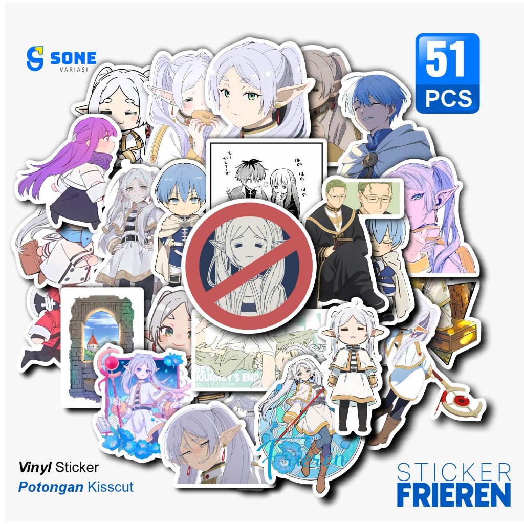 Jual Stiker Frieren Paper Vinyl Anti Air Aksesoris Laptop Buku Tumbler ...