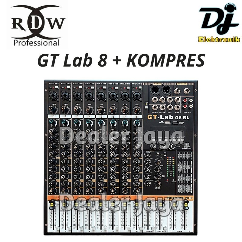 Jual Mixer Analog RDW GT Lab 8 BL / 8BL + KOMPRESS - 8 channel | Shopee ...