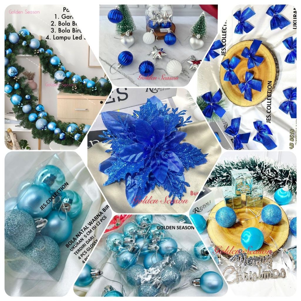 Jual ALL BLUE CHRISTMAS ACCESORIES - Dekorasi NATAL NUANSA BIRU - BOLA ...