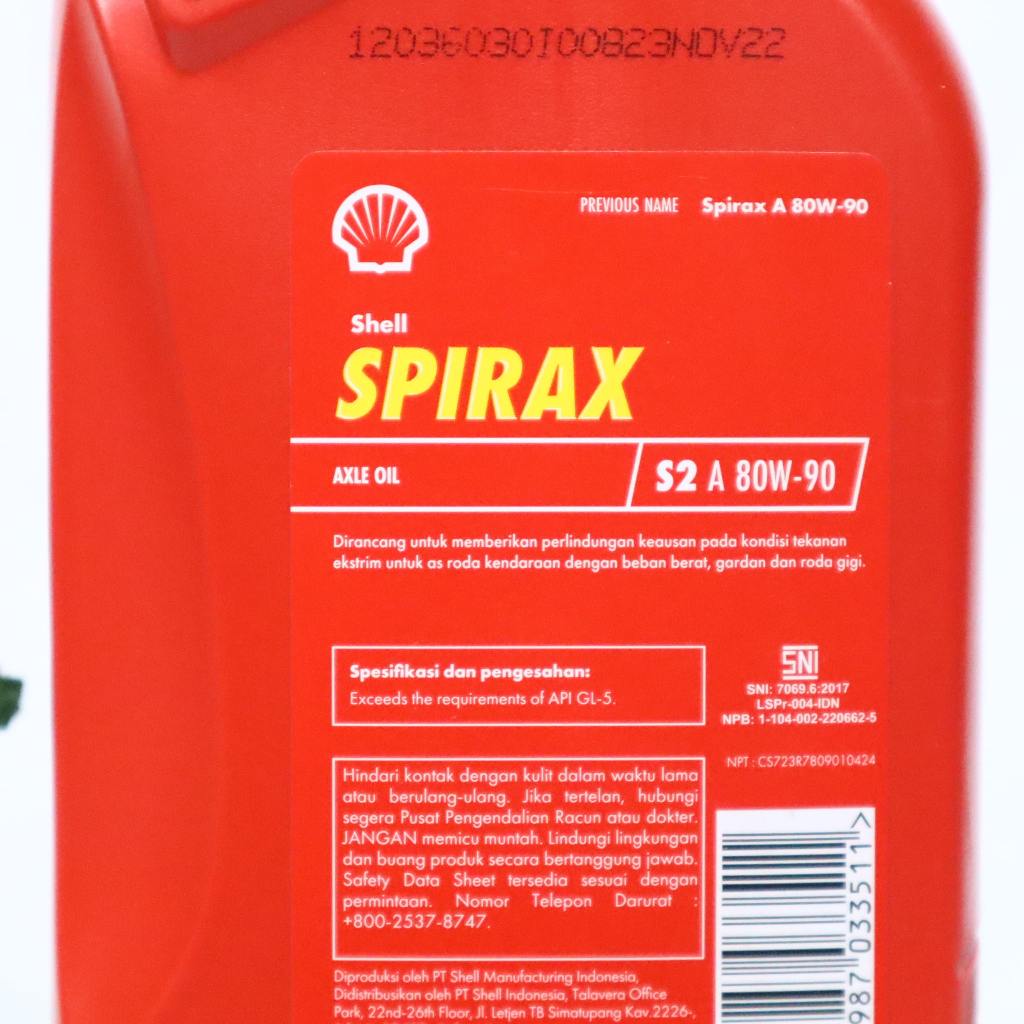 Jual Shell Spirax S2 A SAE 80W-90 1 Liter API GL-5 Oli Transmisi Manual ...