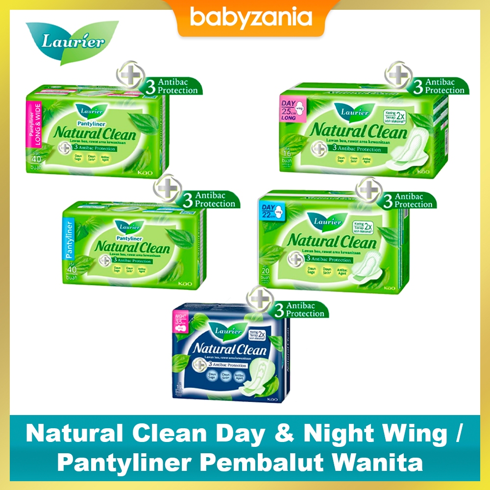 Jual Laurier Natural Clean Day Night Long Wing / Pantyliner Pembalut ...