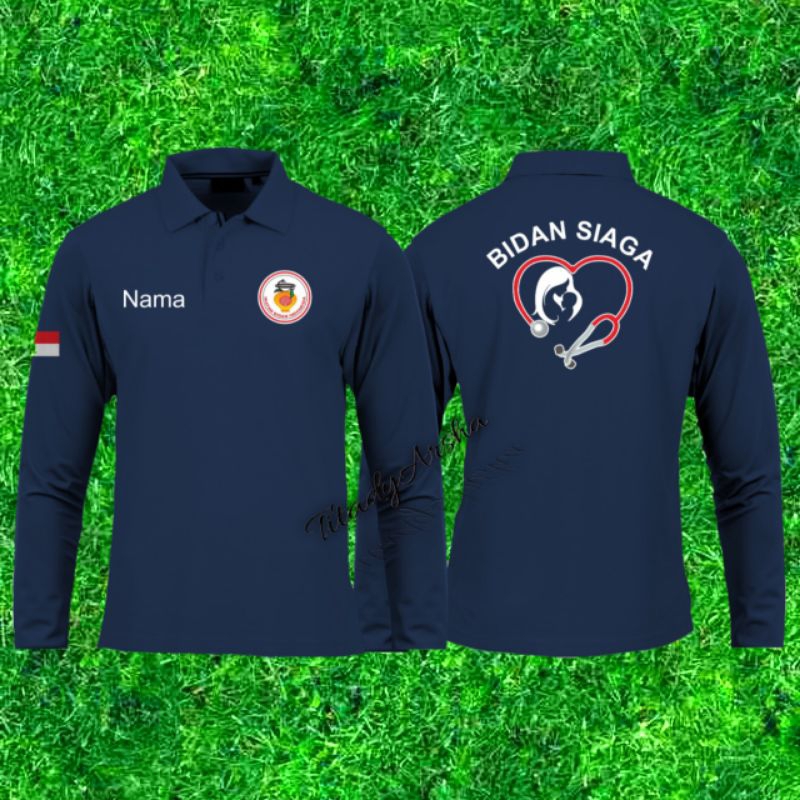 Jual custom kaos polo shirt sablonan ( BIDAN SIAGA ) Lengan panjang ...