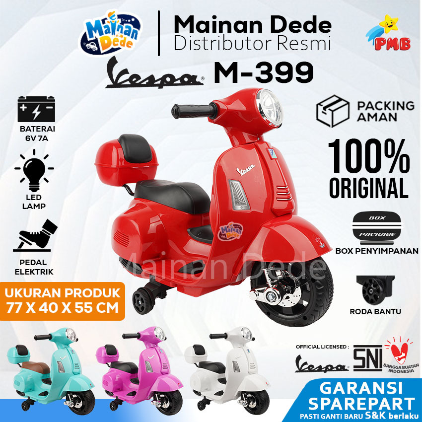 Jual Mainan Motor Aki Anak PMB 399 BOX M399 M-399 VESPA Lisensi Official | Shopee Indonesia