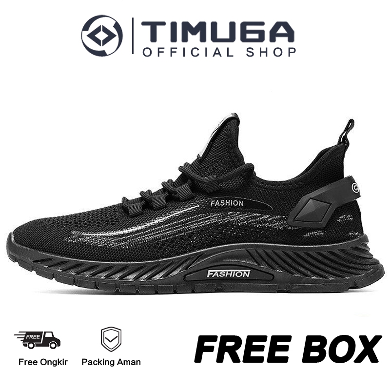 Jual TIMUGA Sepatu Sneakers Pria Sepatu Sport Sekolah Hitam Casual ...