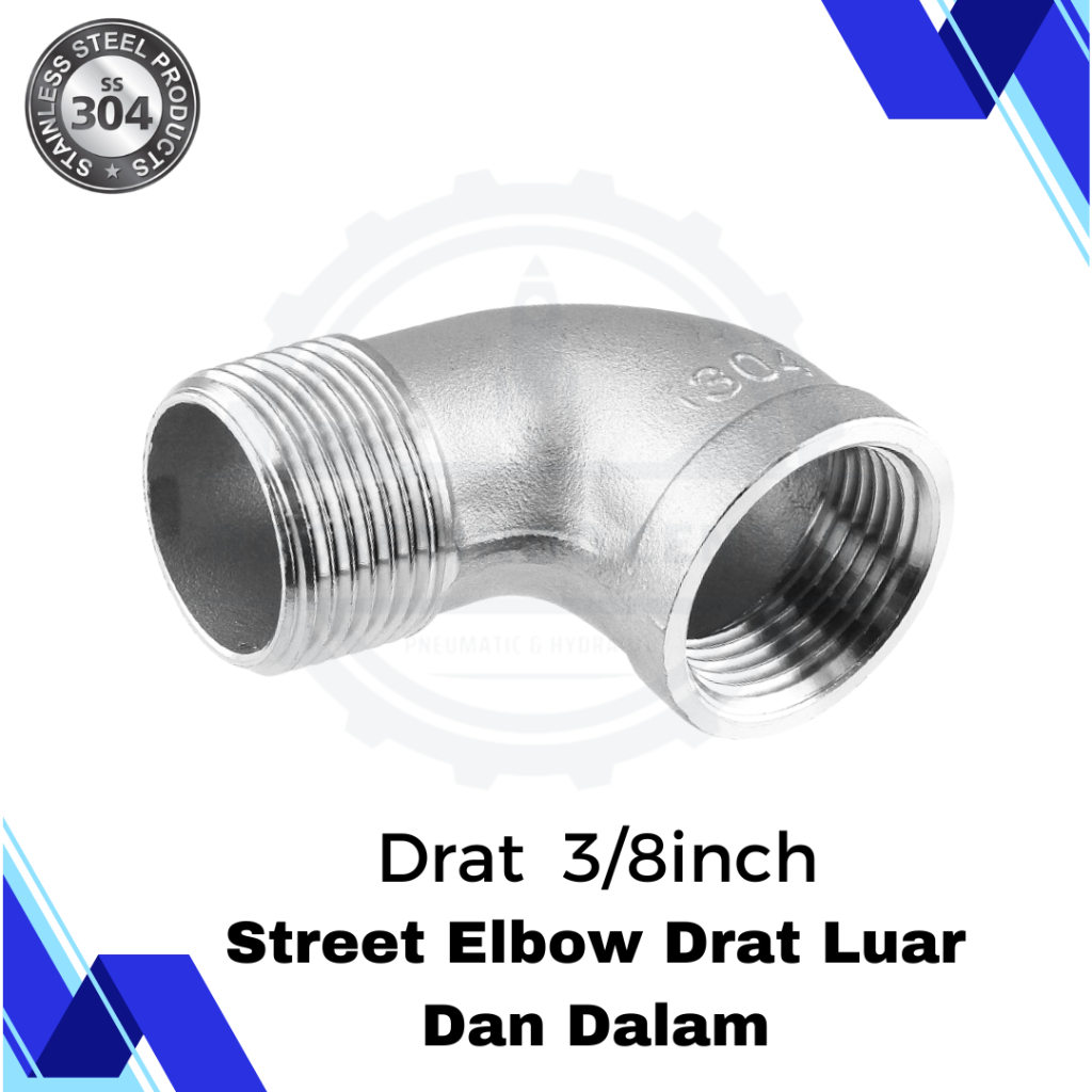 Jual Street Elbow Stainless 304 Drat 3/8" / Elbow Drat Luar dan Dalam 3/8 inch | Shopee Indonesia