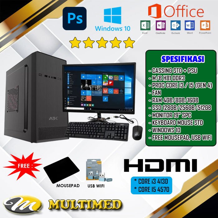 Jual 1 Set PC Komputer Rakitan CORE I5 4570 Lengkap Monitor 19 inch Garansi 1 Tahun | Shopee ...