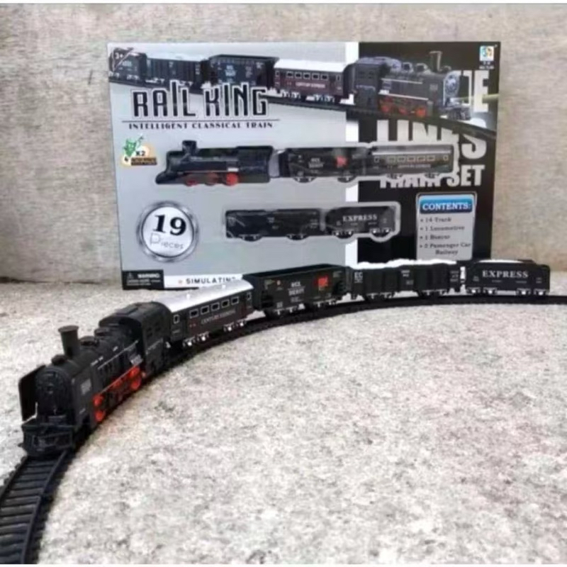 Jual JUMBO Mainan rail king 19pcs mainan kereta api 5 gerbong lokomotif train track railking ...
