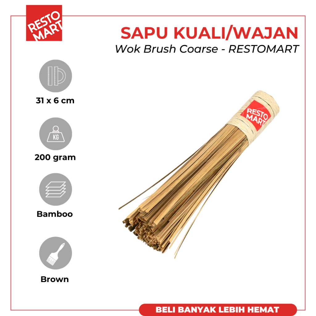 Jual Sapu Kuali / Sapu Wajan / Wok Brush Coarse RESTOMART Bambu ...