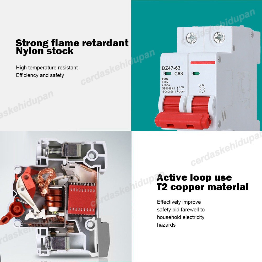 Jual MCB LISTRIK INSCOM 2P 6A 10A 16A 25A 63A/ MINI CIRCUIT BREAKER 2 ...