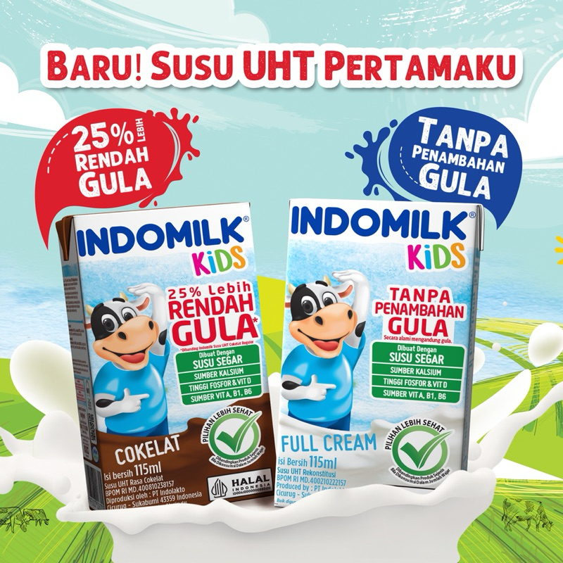 Jual Susu UHT Indomilk Kids 115 ml - Stoberi Full Cream Cokelat Cokelat Rendah Gula Vanila ...