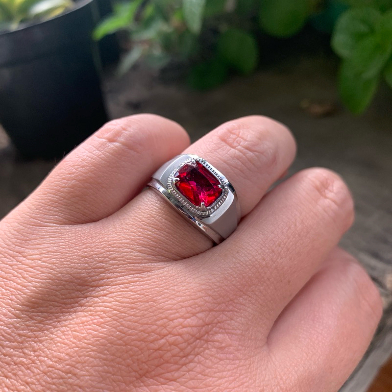 Jual Cincin Batu Natural Red Topaz Memo Ring Monel Doff Handmade ...