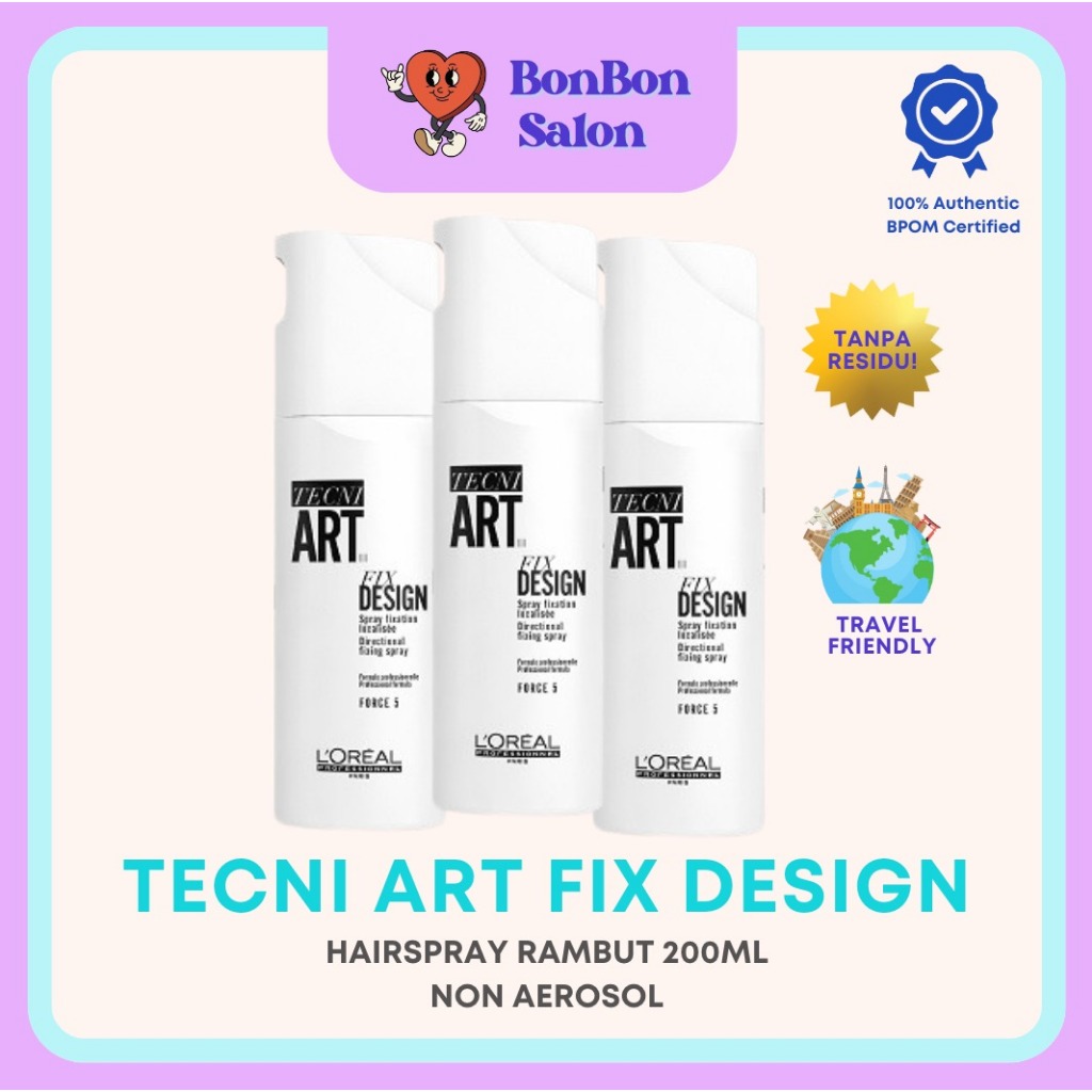 Jual Loreal tecni art fix design hairspray 200 ml strong hold hairspray ...