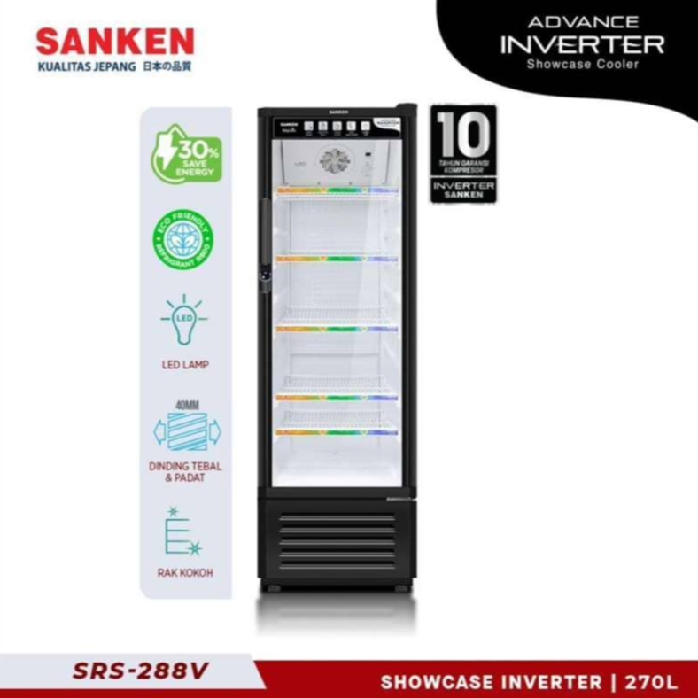 Jual SANKEN SRS-288V-BK SHOWCASE INVERTER 5 RAK SRS288V SRS288 GARANSI ...