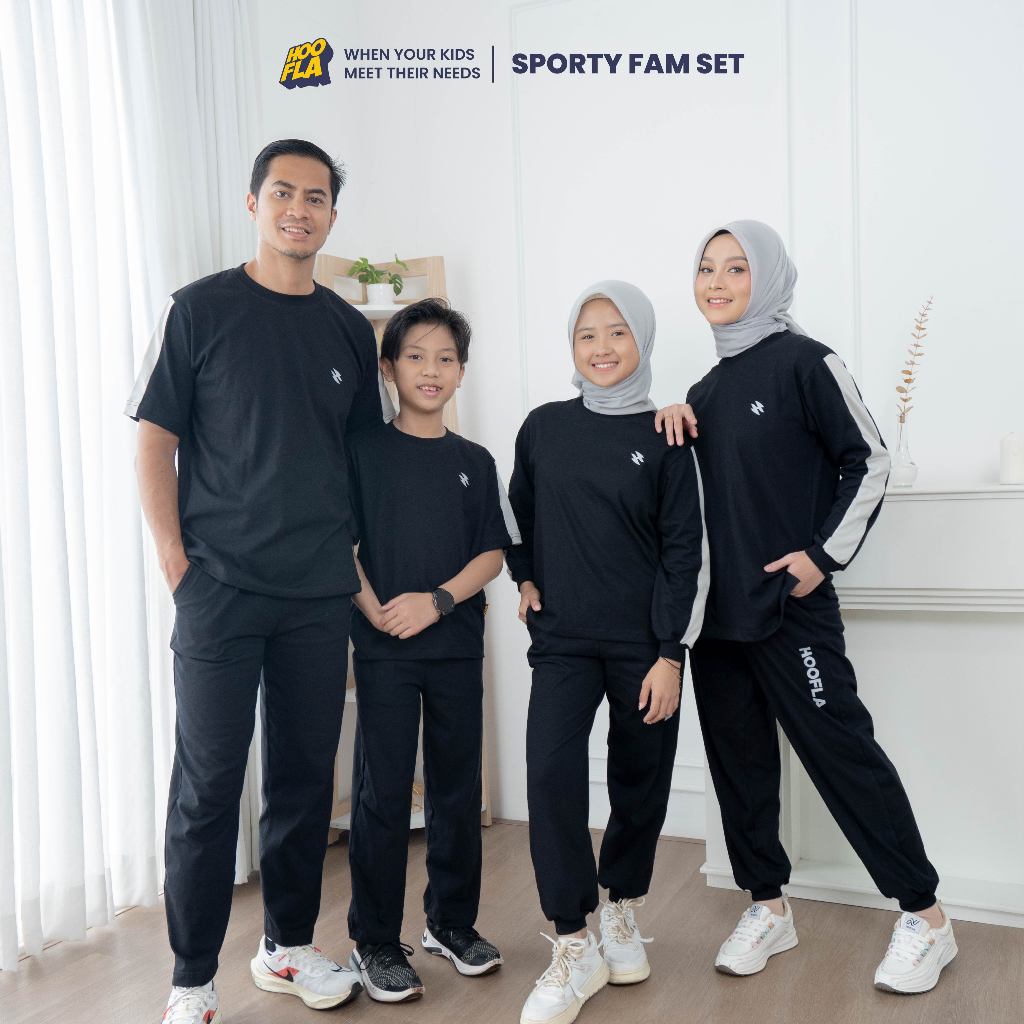 Jual Hoofla Setelan Couple Keluarga Baju Olahraga Sporty Fam Set Jet ...