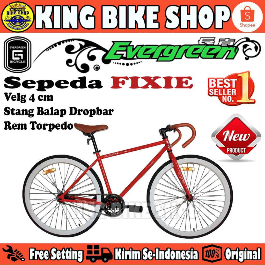 Jual Sepeda Fixie Fullbike Evergreen 700c Stang Balap Dropbar Rem ...