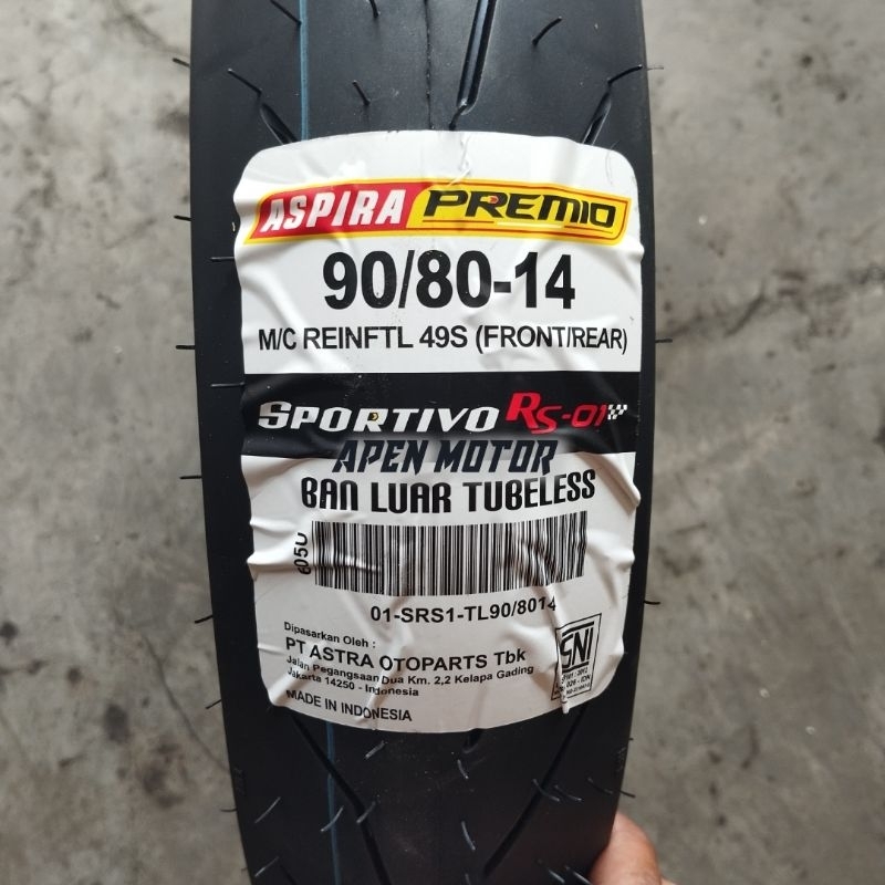 Jual Ban Soft Compound Aspira Premio Rs 01 Ukuran 90/80-14 Motor Matic | Shopee Indonesia