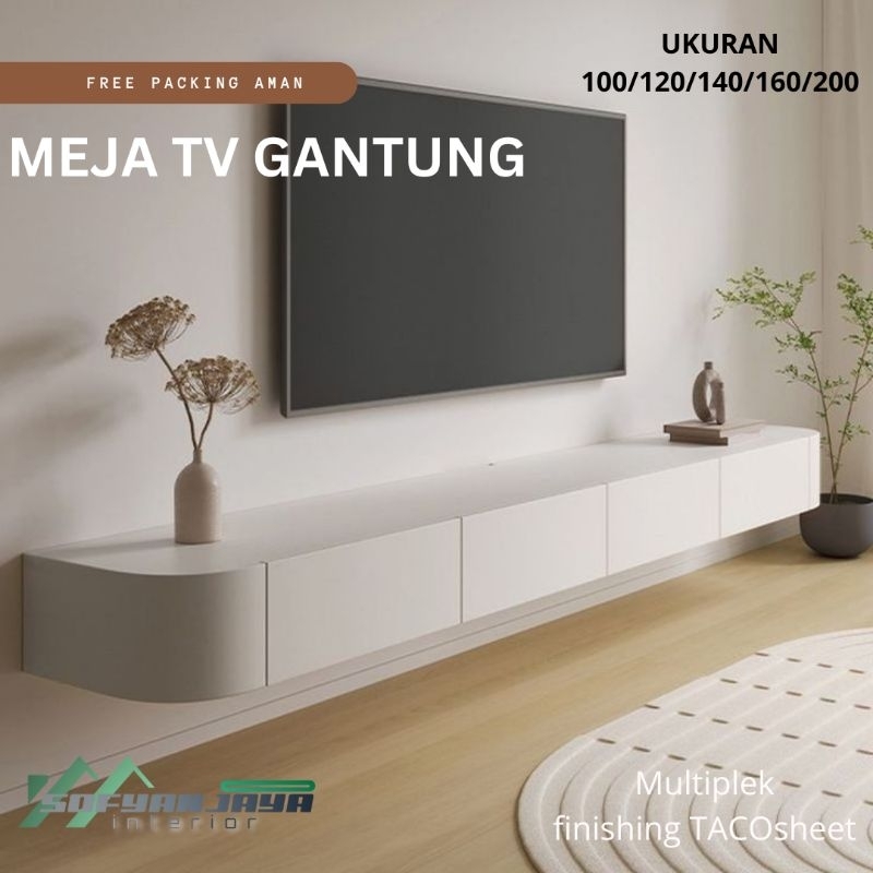Jual Meja tv minimalis modern terbaru meja tv aesthetic gantung sudut lengkung MT69 | Shopee ...