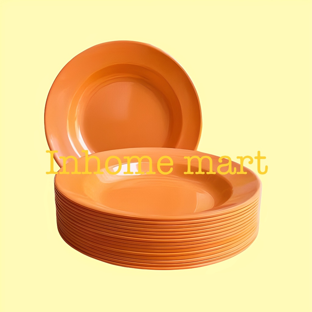 Jual PIRING MAKAN BULAT POLOS ORANGE UKURAN 23 CM | Shopee Indonesia