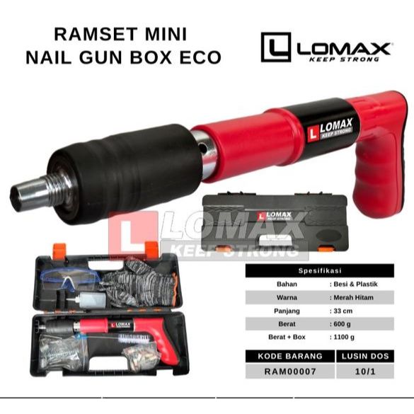 Jual Pistol Paku Tembak Ramset/Ramset Mini Nail Gun Box Merk Lomax ...