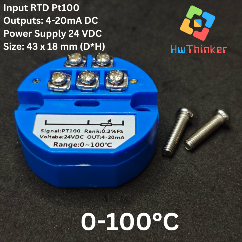 Jual RTD PT100 PT-100 Temperature Transmitter 0-100 C Output 4-20mA 24VDC | Shopee Indonesia