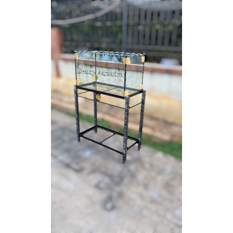 Jual AQUARIUM KACA SET RAK UKURAN 60x30x35cm SEALENT HITAM RAK HITAM ...