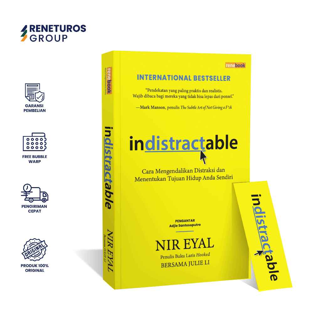 Jual Renebook Indistractable Buku Bisnis Dan Melatih Fokus Self Improvement - Nir Eyal dan Julie ...