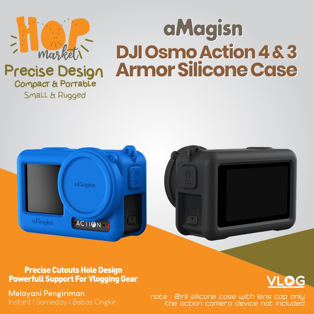 Jual aMagisn Silicone Case for DJI Action 4 3 with Strap Lanyard ...