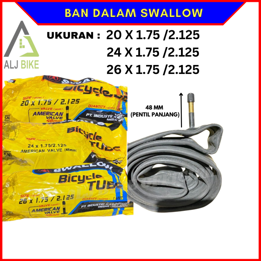 Jual SWALLOW Ban Dalam Sepeda Anak Dewasa PENTIL PANJANG 48 MM Ukuran 20 24 26 Inch | Shopee ...