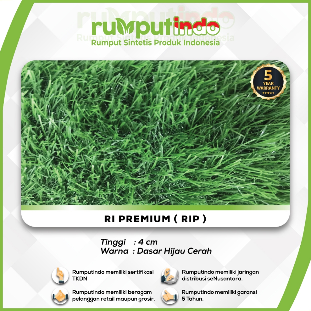Jual Rumput Sintetis Indo Premium Full Hijau Cerah Tinggi 4CM (1M x 1M ...