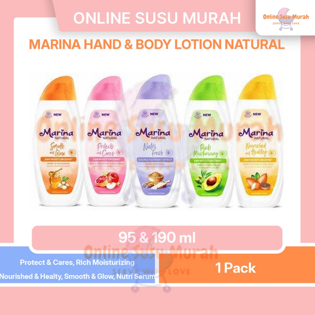 Jual MARINA HAND & BODY LOTION NATURAL 95 ML & 190 ML PRLA | Shopee Indonesia