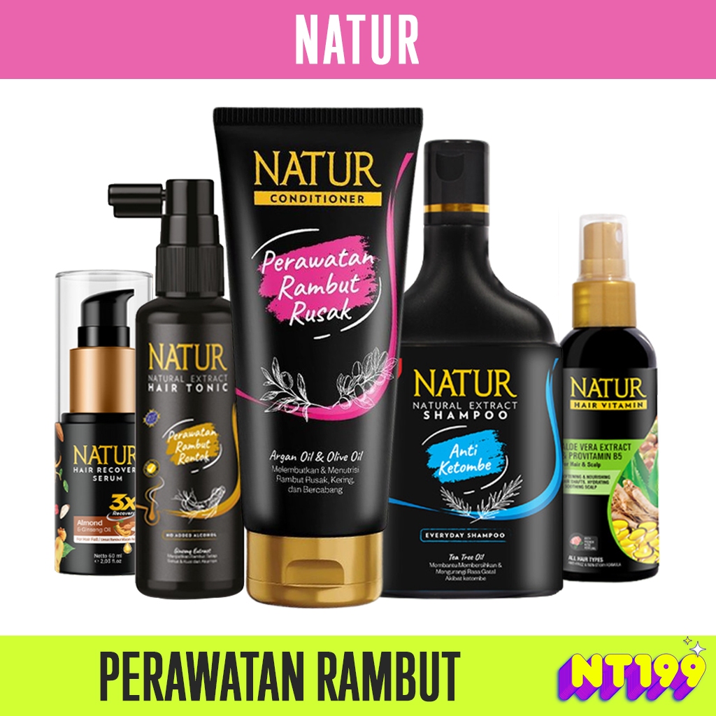 Jual NATUR Perawatan Rambut Rontok Rusak Ketombe I Shampoo Conditioner ...