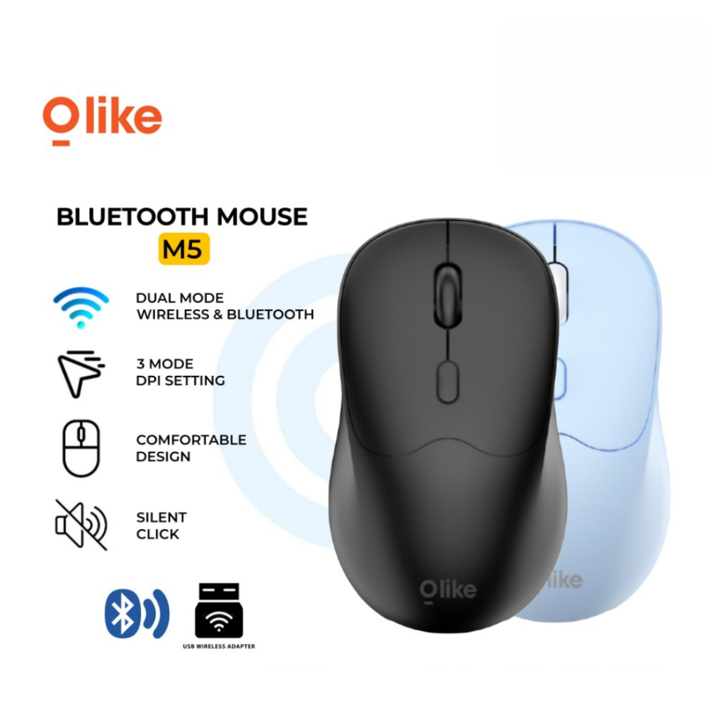 Jual Olike M5 Wireless Mouse DUAL MODE USB Dongle - Bluetooth Silent ...
