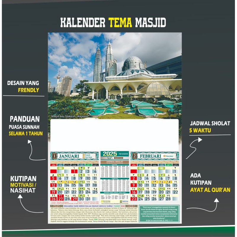Jual Kalender Islam 2025 dan Kalender Hijriyah 1446 Lengkap Ada Jadwal Sholat & Jadwal Puasa ...