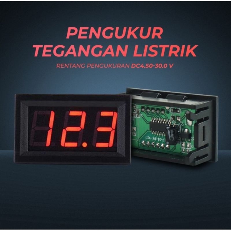Jual LCD Display Pengukur Tegangan Listrik DC 4 - 30 Vdc. Volt Meter DC ...