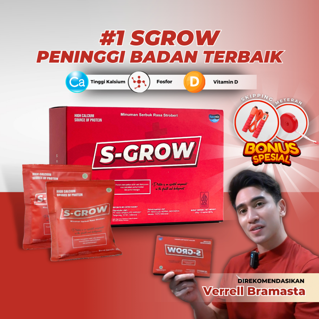 Jual S-GROW Suplemen Susu Peninggi Badan FREE SKIPPING + METERAN ...