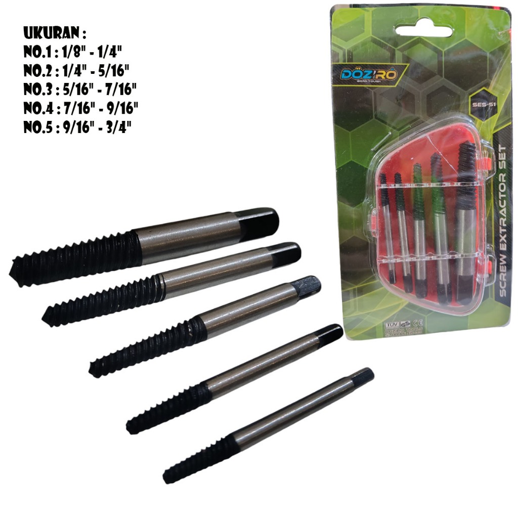 Jual Hand Tap Balik Set Screw Extractor Set 5 pcs Doziro | Shopee Indonesia