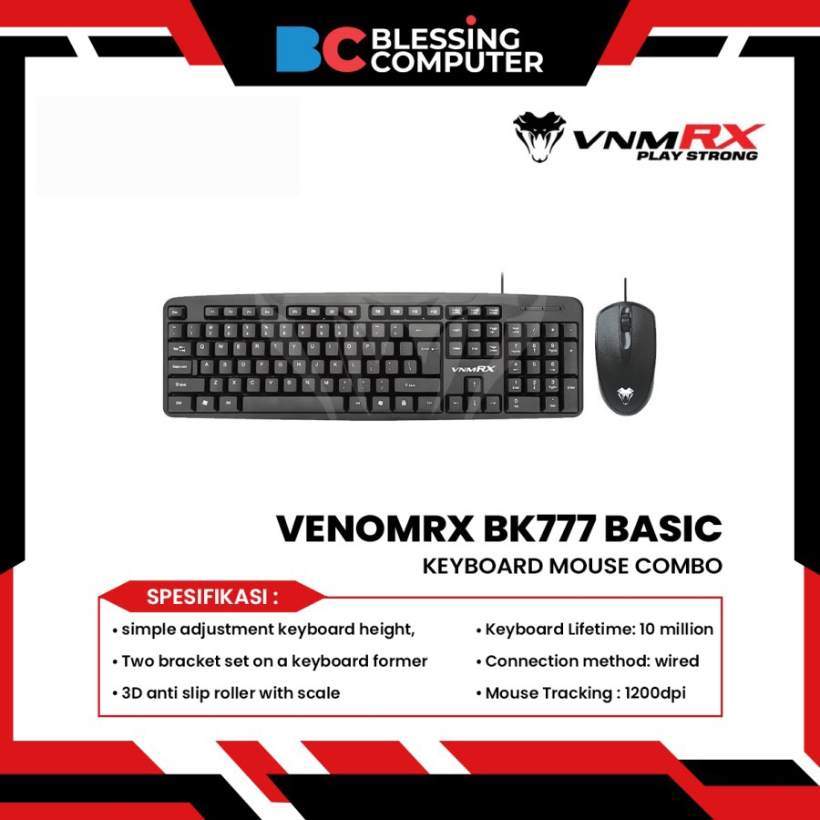 Jual KEYBOARD MOUSE VENOMRX BK777 BASIC COMBO | Shopee Indonesia