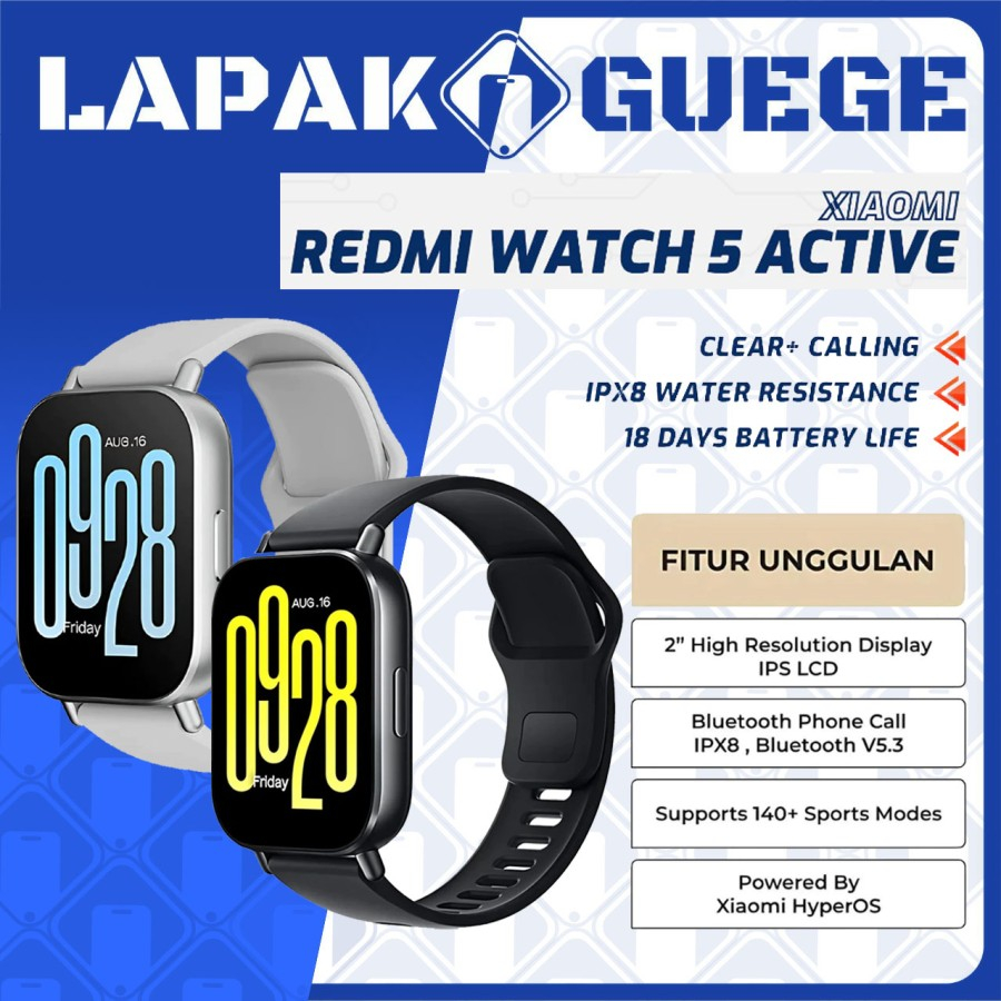 Jual Redmi Watch 5 Active 18days Battery Life | IPX8 Water resistant ...