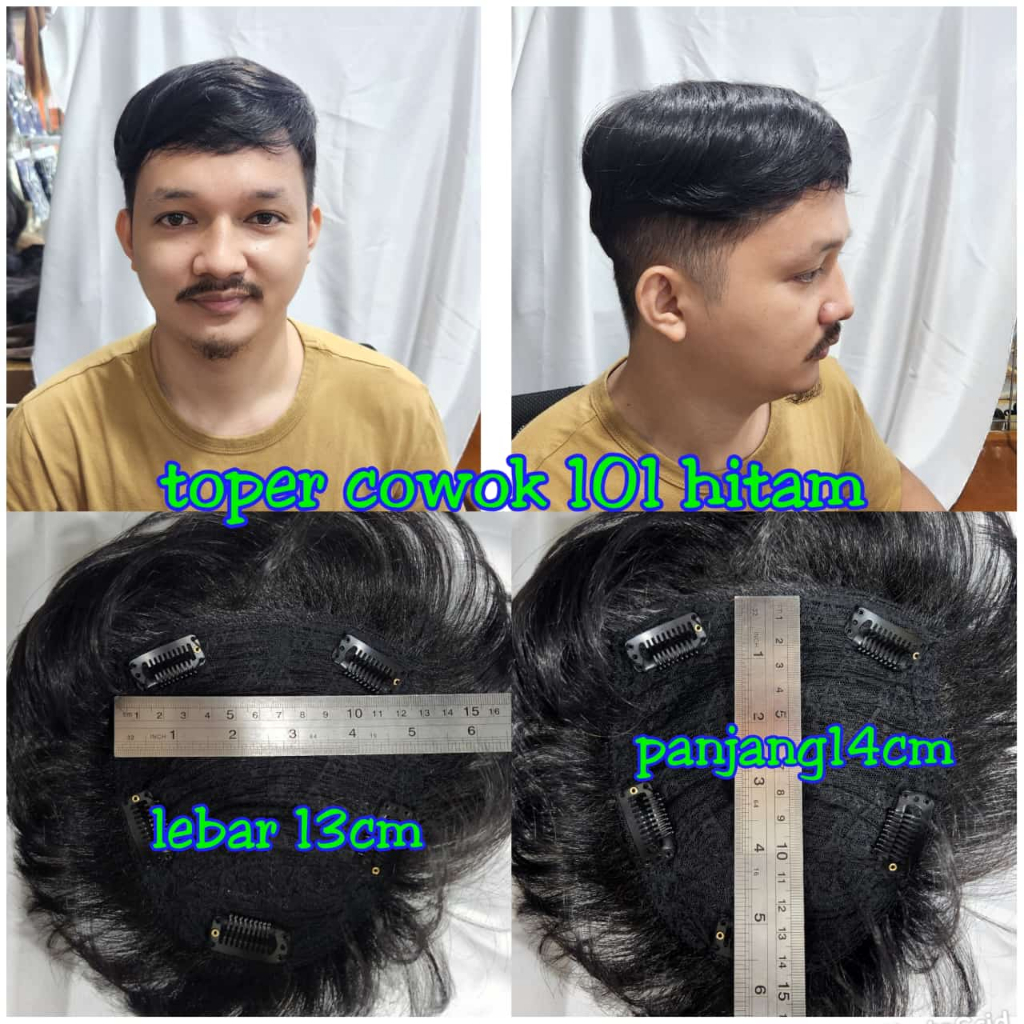 Jual Wig Toupee Laki Laki Penutup Botak Belah Samping TB 101 | Shopee ...